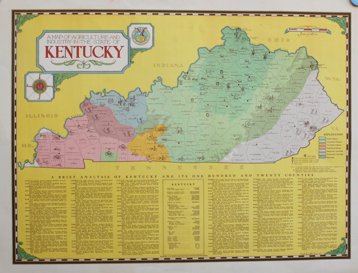 A Map of the Agriculture and Industry in the State of Kentucky. - Books ...